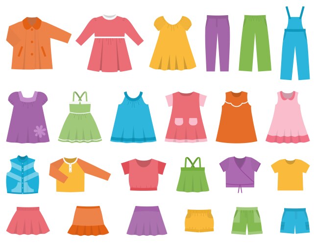 Cartoon baby kids girl and boy clothes hats Vector Image