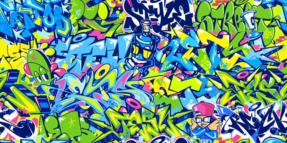 Abstract graffiti street art seamless pattern Vector Image