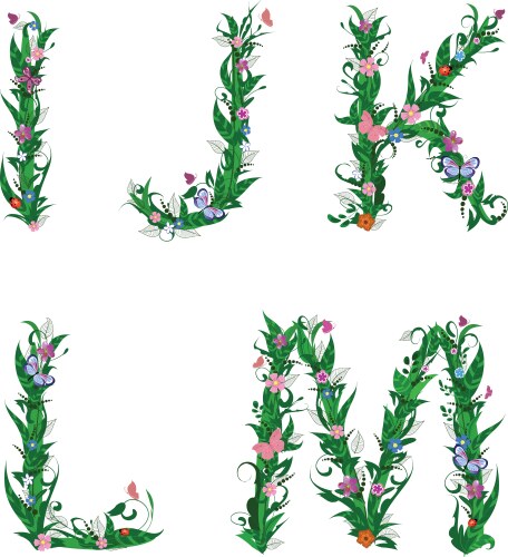 Spring flowers alphabet v Royalty Free Vector Image