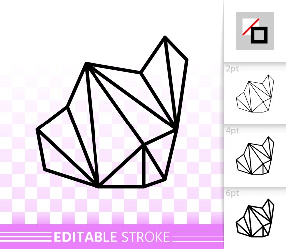 Crystal simple black line icons set Royalty Free Vector