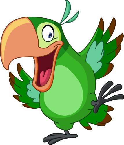 Cartoon a happy pointing parrot bird Royalty Free Vector