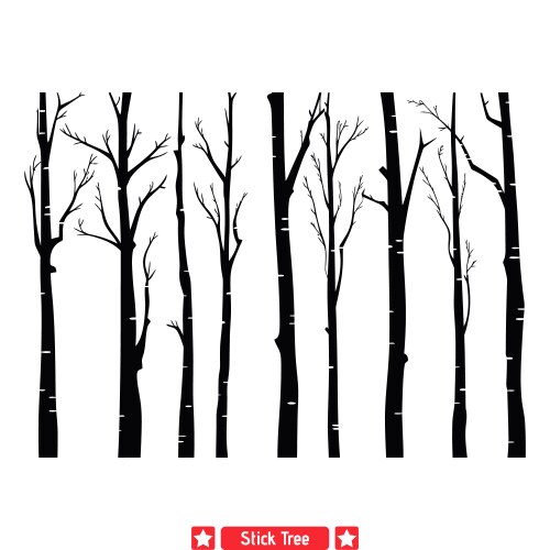 Silent sentinels majestic stick tree collection Vector Image
