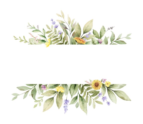 Colorful watercolor wildflower border – Royalty-Free Vector | VectorStock