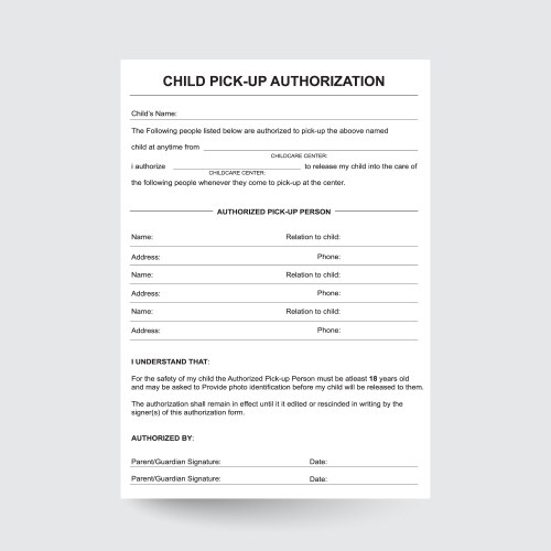 Caregiver form Royalty Free Vector Image - VectorStock