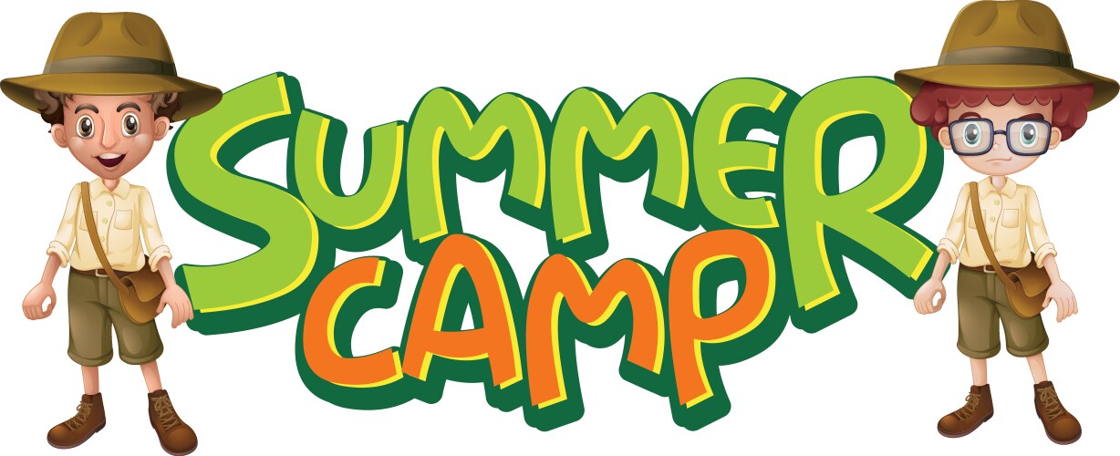Font design for word summer camp on white Vector Image