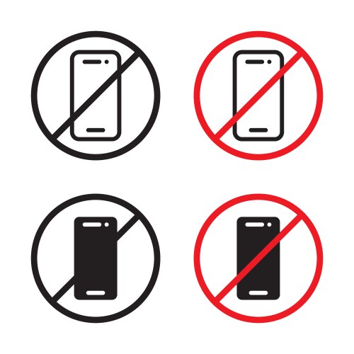 No cell phone sign icon set mobile use ban symbol Vector Image
