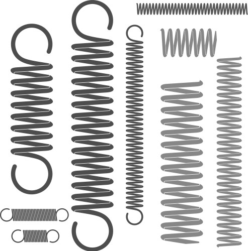 Spiral springs different shapes line icons Vector Image
