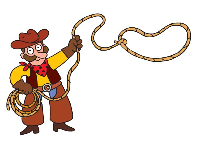Cowboy kid cartoon twirling a lasso Royalty Free Vector