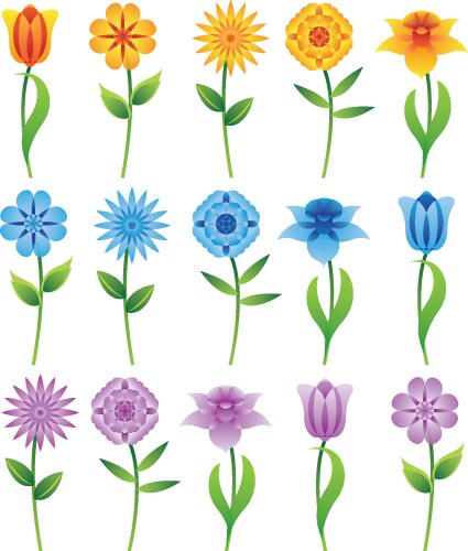 Isolated flowers set Royalty Free Vector Image