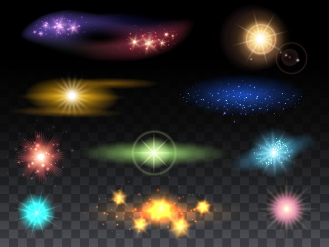 Realistic light effects collection Royalty Free Vector Image