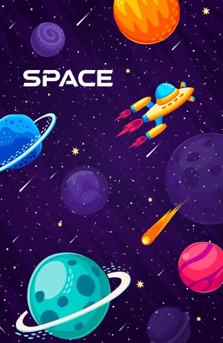 Cartoon space landscape cosmic planet surface Vector Image