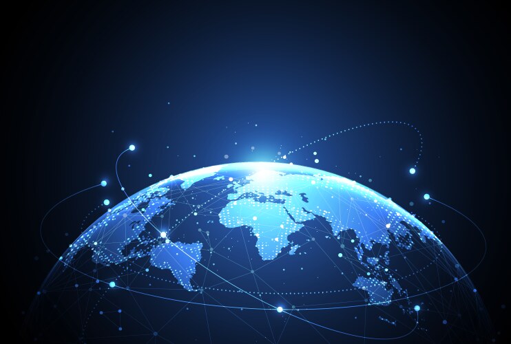 Global network connection world map point Vector Image