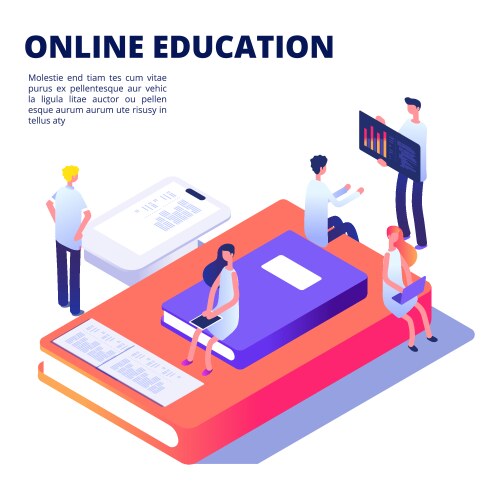 University students isometric composition Vector Image