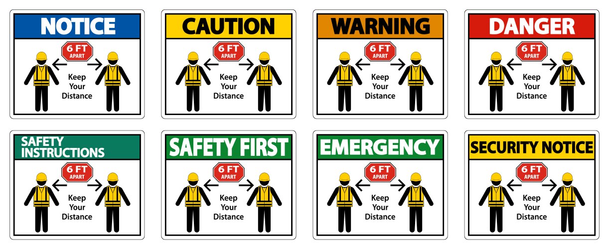Caution social distancing construction sign Vector Image