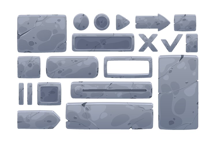 Cartoon stone control panel for ui game Royalty Free Vector