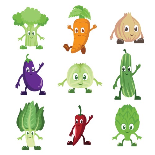Cartoon vegetables characters Royalty Free Vector Image