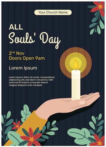 Flat all souls day vertical poster template Vector Image