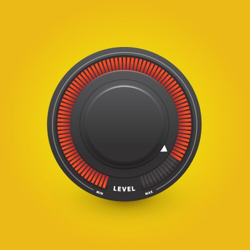 Volume switch black round button knob Royalty Free Vector
