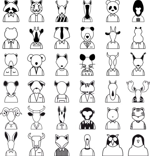 Animal avatar icon set Royalty Free Vector Image