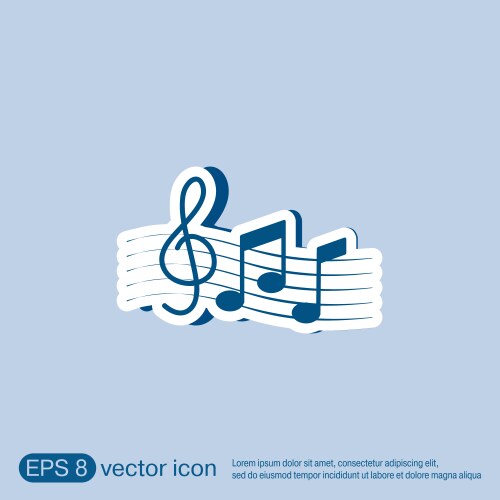 Musical notes and treble clef Royalty Free Vector Image