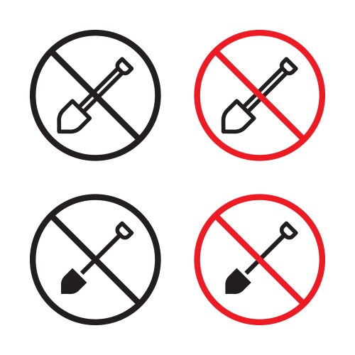 No digging sign icon set construction shovel work Vector Image