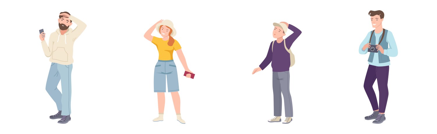 People tourist character on excursion go Vector Image