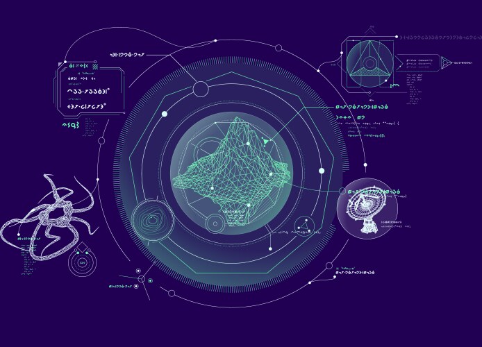 Circular digital hud visualisation data elements Vector Image
