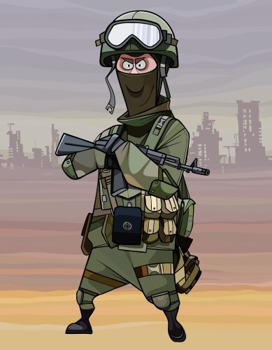 Soldier holding a gun Royalty Free Vector Image