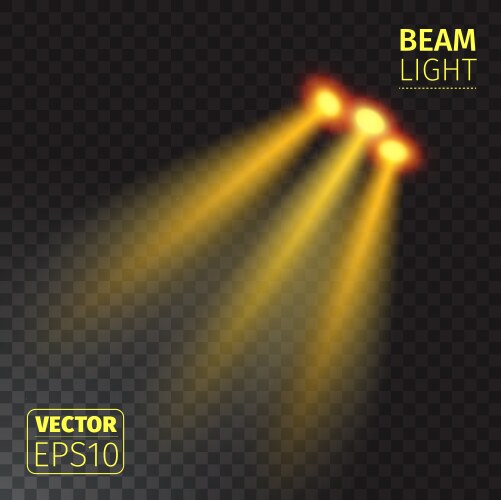 Realistic beam lights on transparent background Vector Image