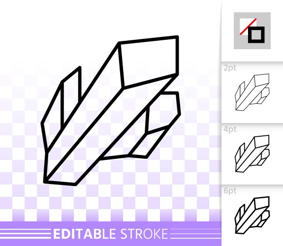 Crystal simple black line icons set Royalty Free Vector