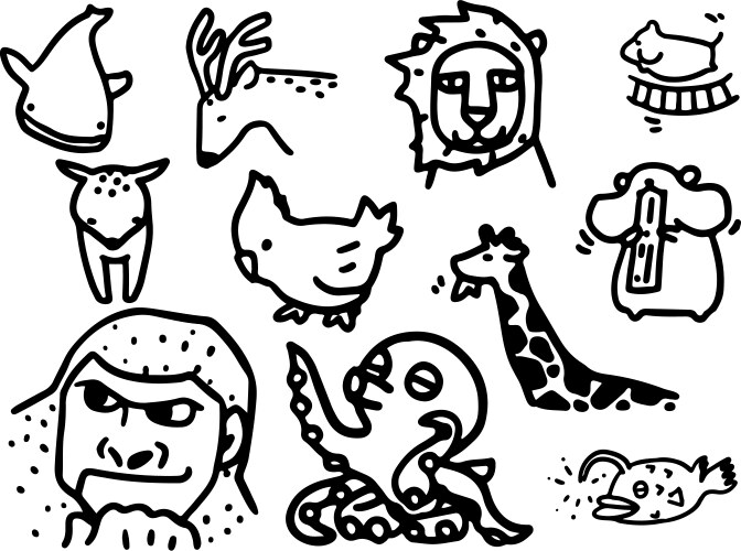 Cute animal line art set Royalty Free Vector Image