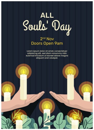 Flat all souls day vertical poster template Vector Image