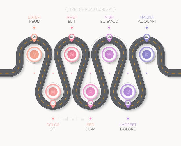 Navigation map infographic 6 steps timeline Vector Image