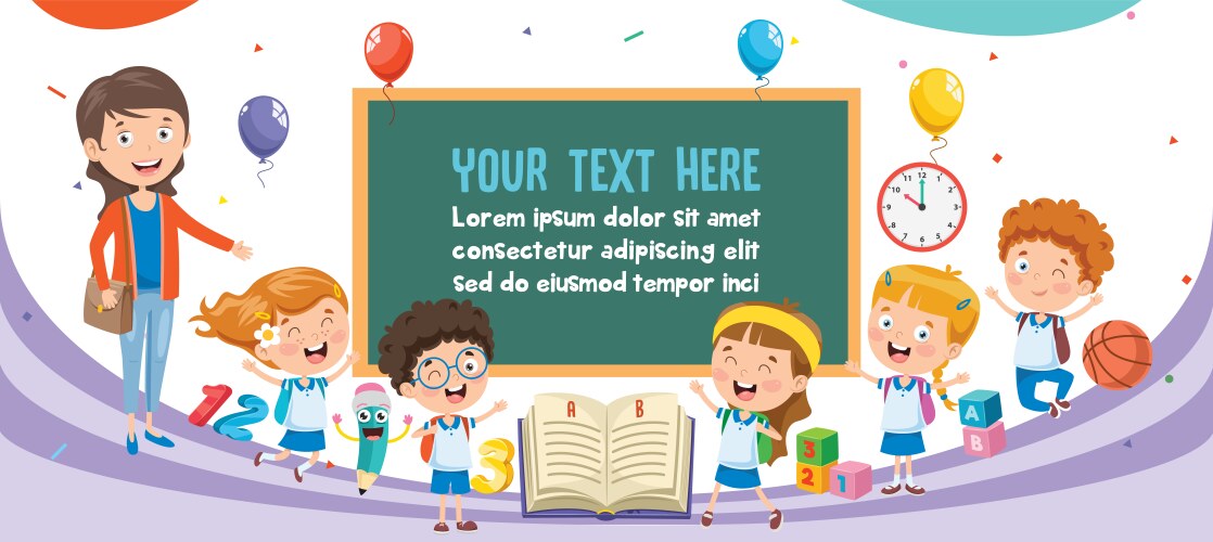 Students with their teacher Royalty Free Vector Image