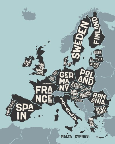 Poster map of the european union with country Vector Image