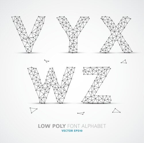 Low poly alphabet font Royalty Free Vector Image