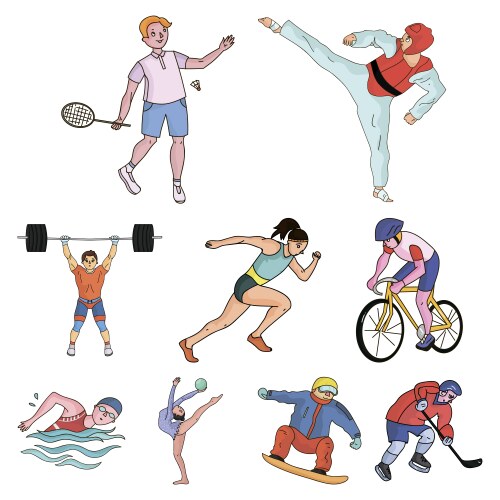 Olympic sports winter and summer a set Royalty Free Vector
