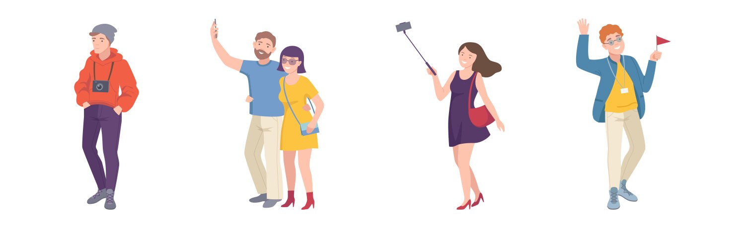 People tourist character on excursion go Vector Image