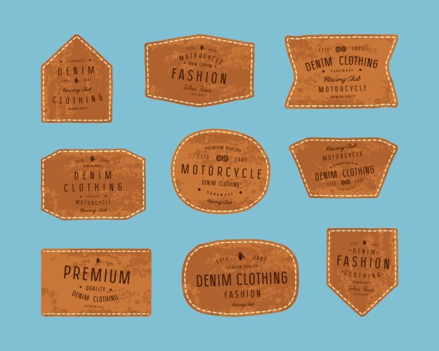 Denim labels graphic leather badge and textured Vector Image