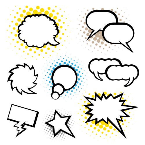 Blank template comic text speech star burst Vector Image