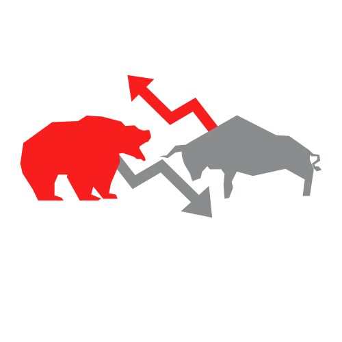 Bull and bear symbols stock market trends Vector Image