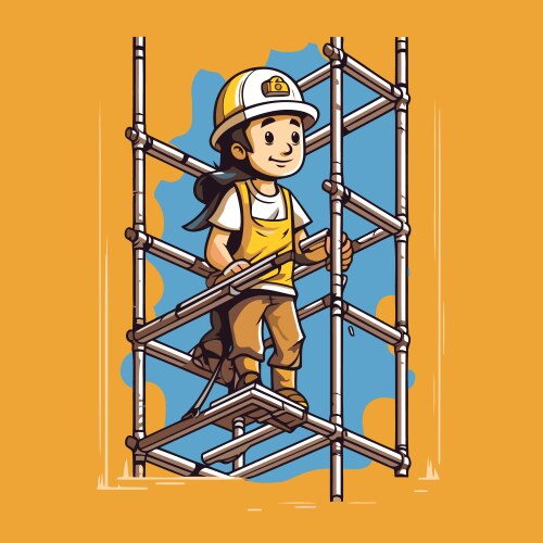 Construction engineer boy cartoon with helmet Vector Image