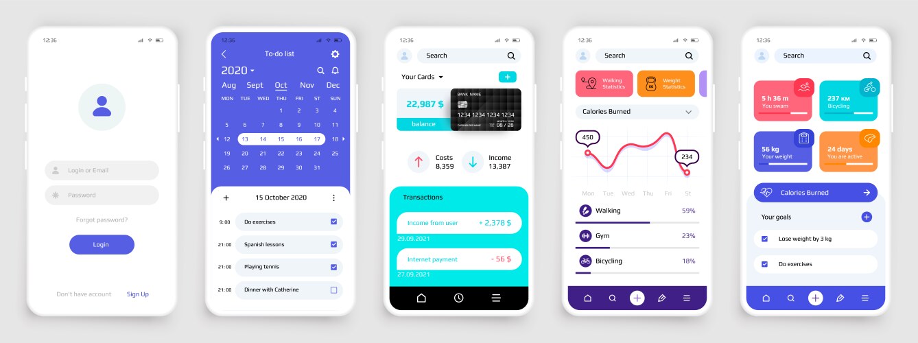 Smartphone application templates Royalty Free Vector Image