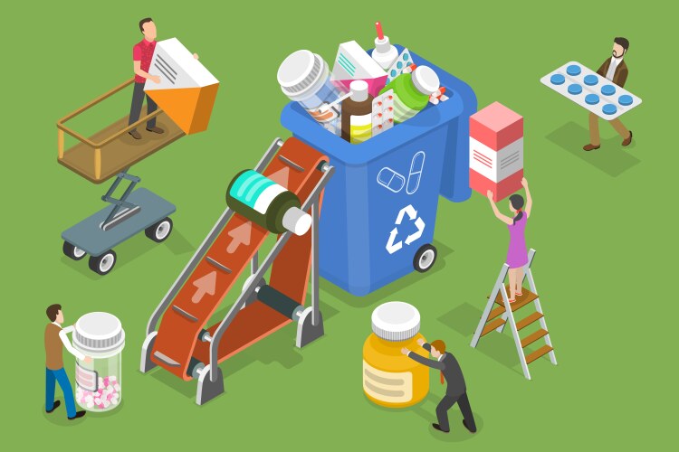 Flat landing waste disposal at huge garbage dump Vector Image