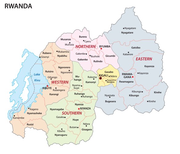 Map of Rwanda with Districts Vector Images (73)