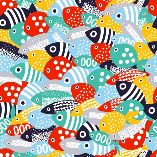 Cute colorful fish kids background Royalty Free Vector Image