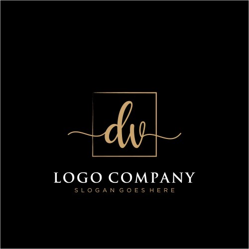 Dv initial handwriting logo with circle template Vector Image