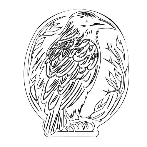 Raven or crow outline sketch Royalty Free Vector Image