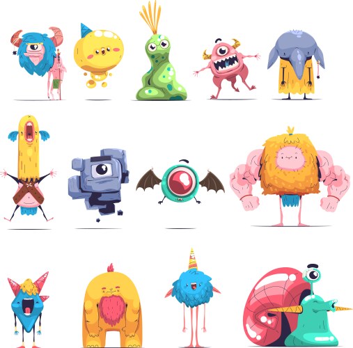 Eyes set funny comic monster Royalty Free Vector Image