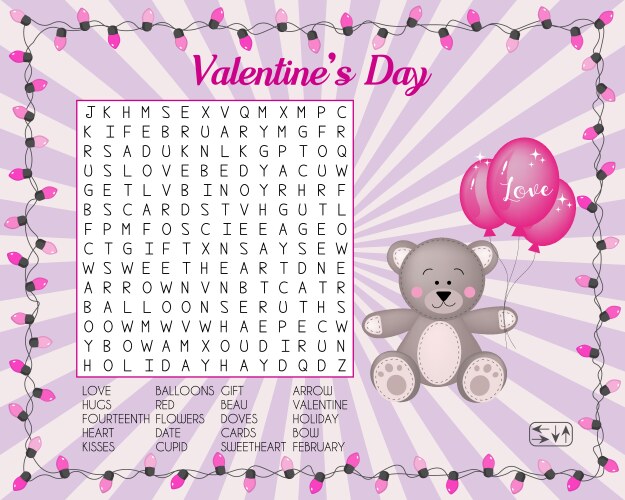 Valentines day word scramble Royalty Free Vector Image